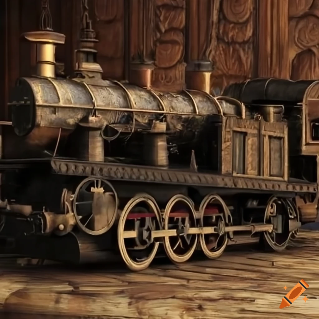 Medieval fantasy style steam locomotive on Craiyon