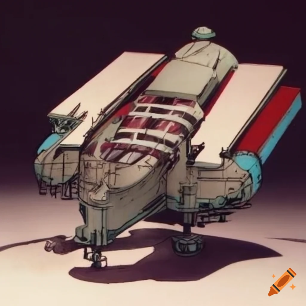 Trade federation cargo spaceship langouste, syd mead on Craiyon