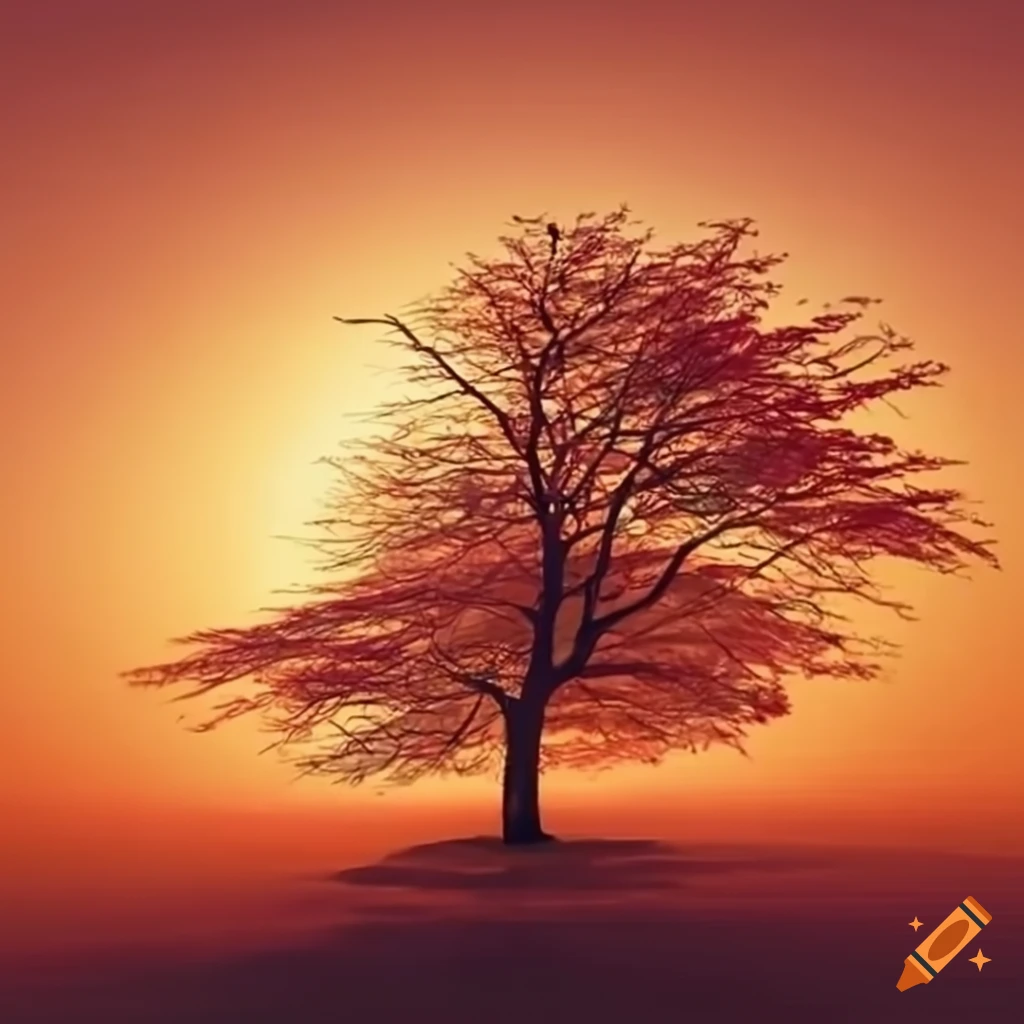 Tree gently swaying in the wind showing resilience sunset animeted on ...