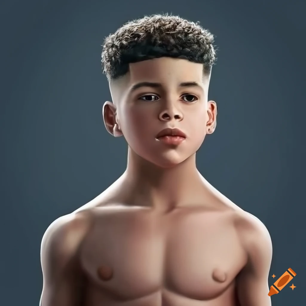 A realistic portrait of a Boy Named Ryan Wilson who has a muscular face ...