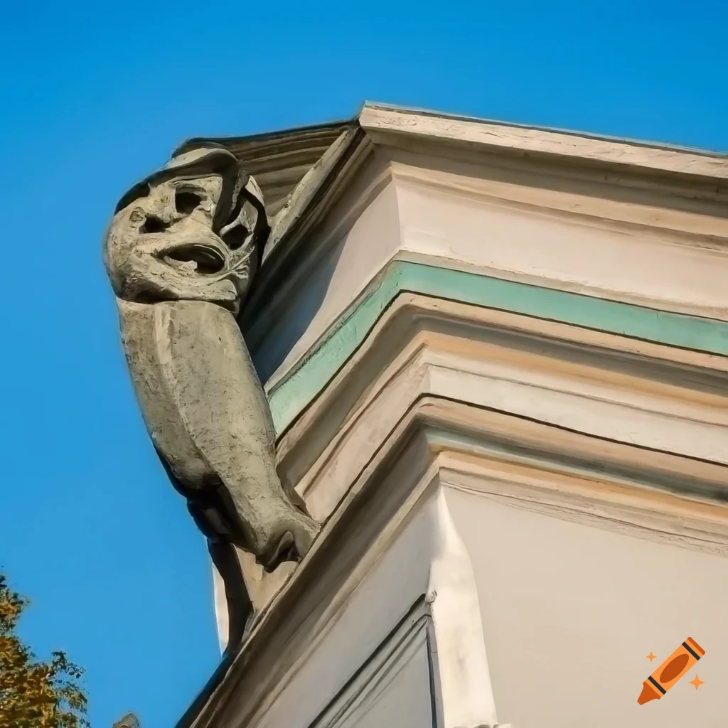 Orthodox gargoyle looking like an abstract sculpture on the facade or ...