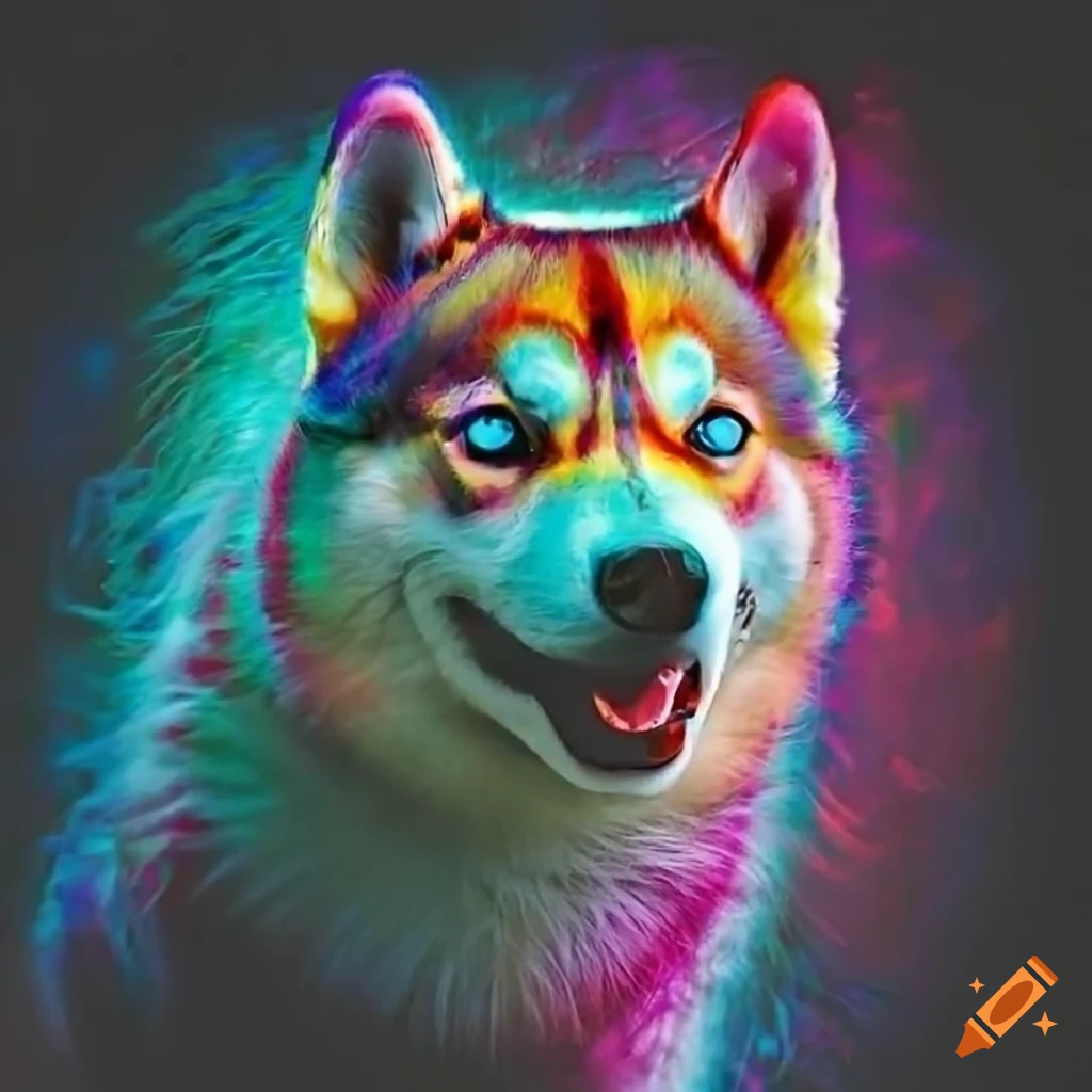 A colorful husky