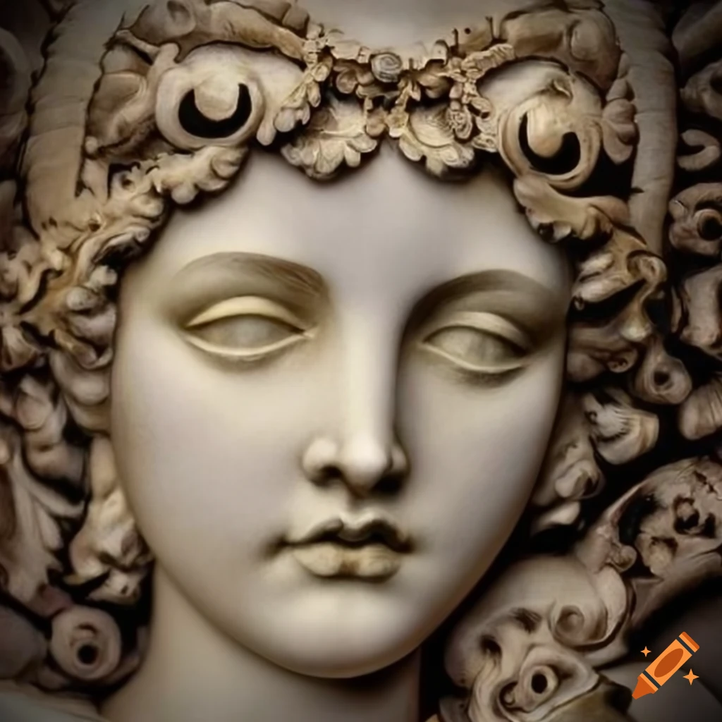 Angels face in art nouveau style realistic