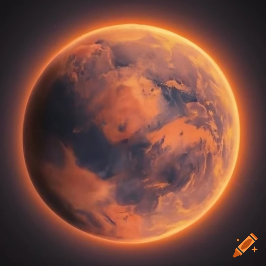 Orange and black atmosphere on planet on Craiyon