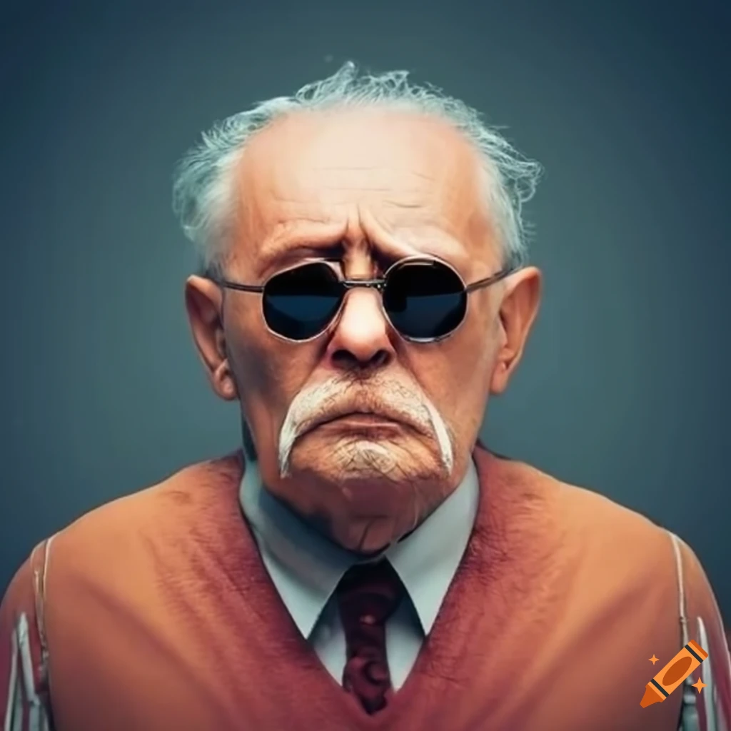 Confused old man in sunglasses