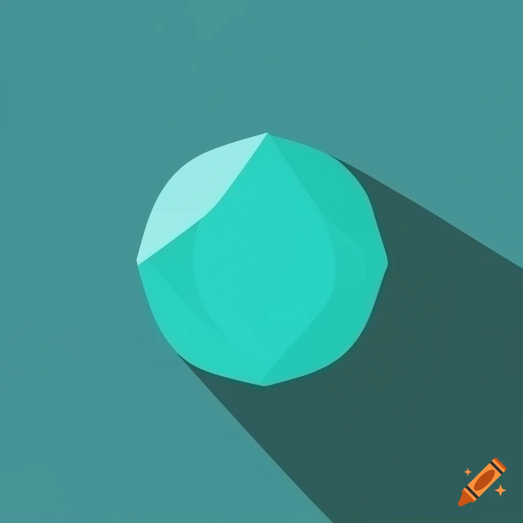 Turquoise shiny squre gemstone icon, flat minimalist design with few ...