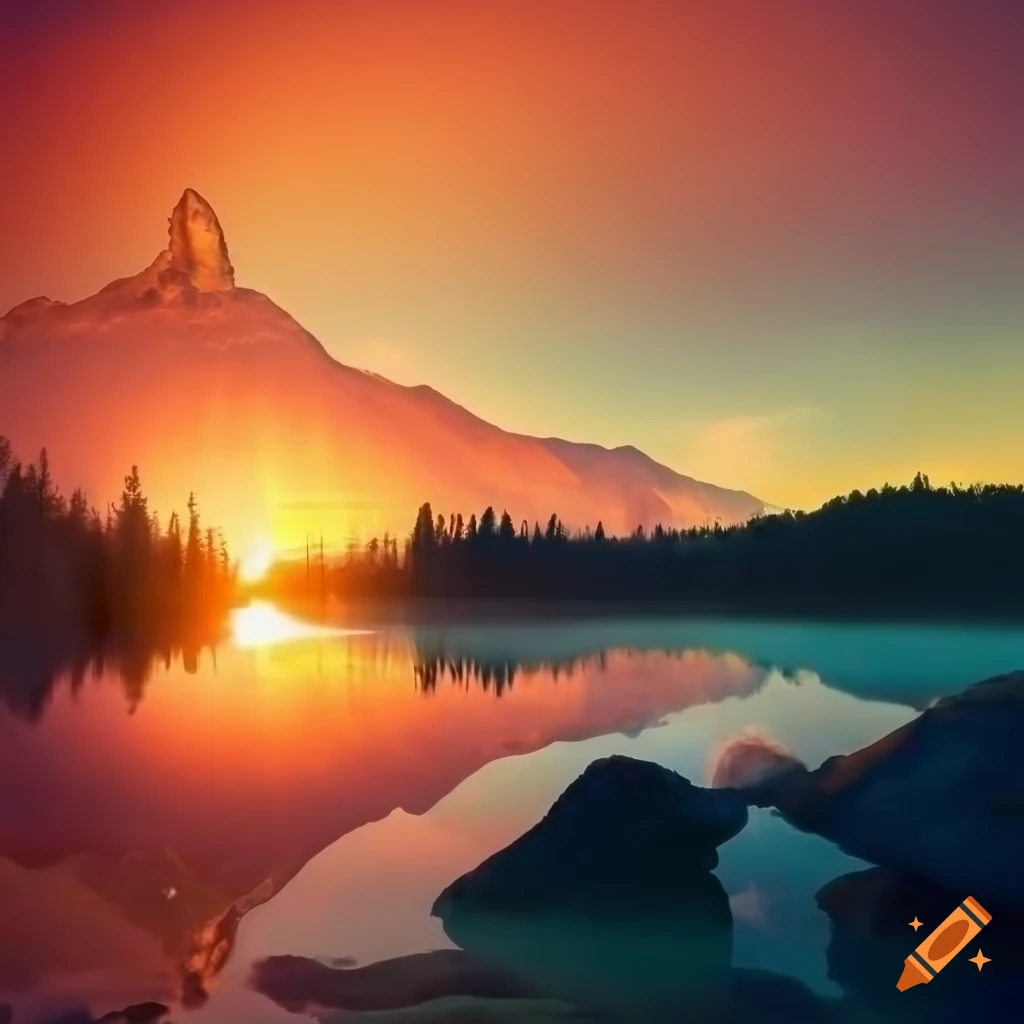 See unmittelbar vor einer kleinen klippe bei sonnenuntergang, rundherum ...