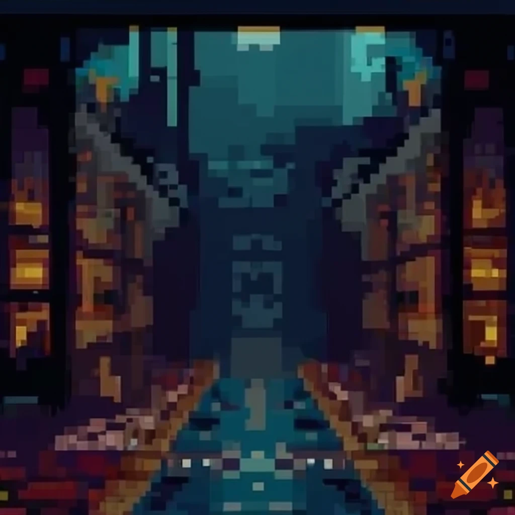 The final boss room in pixel art sky view