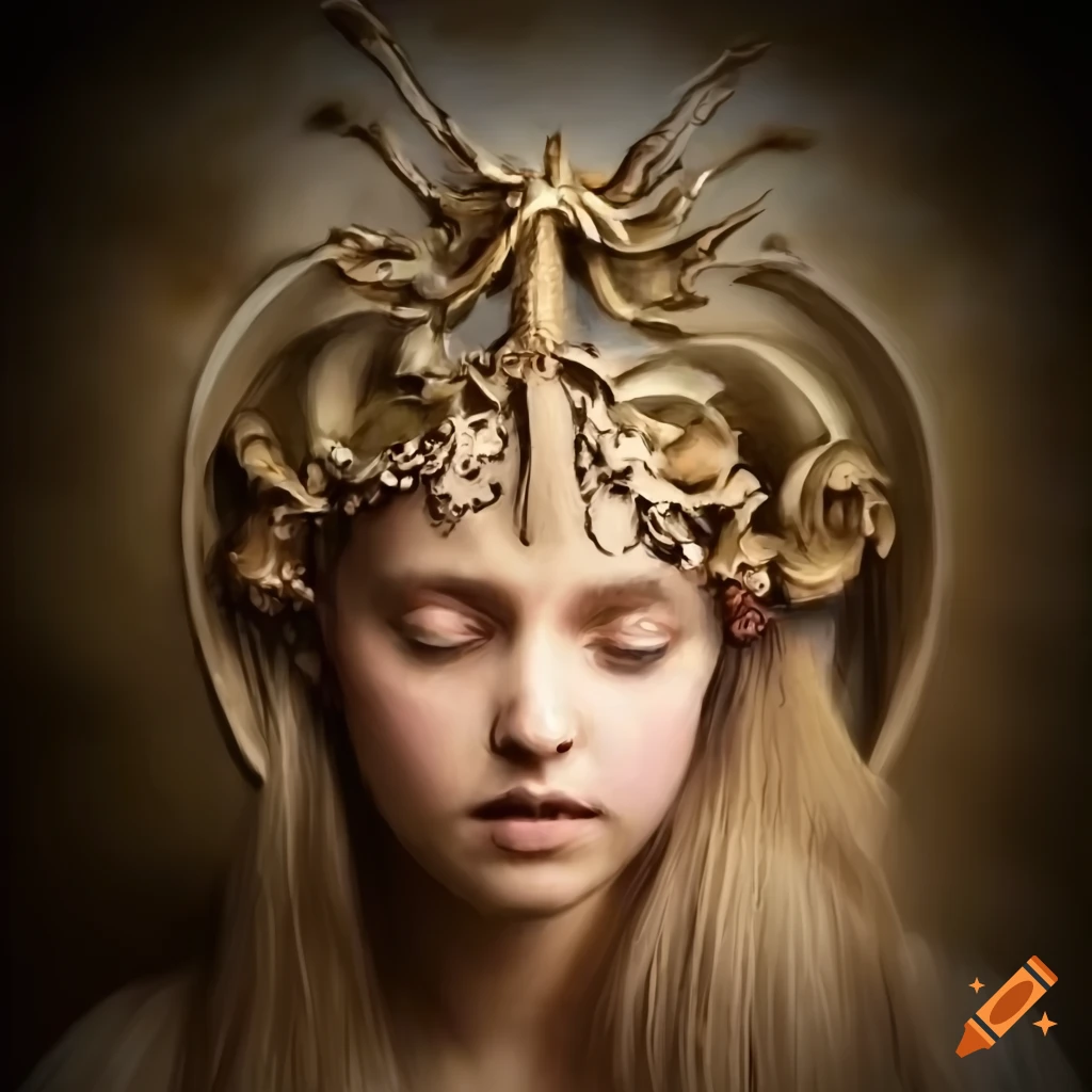 Angels face in art nouveau style realistic