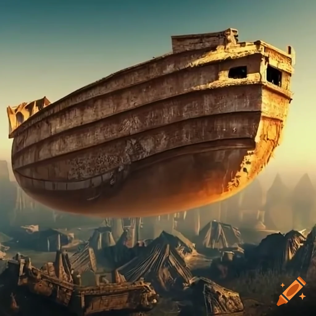 Flying abandoned ancient ark city