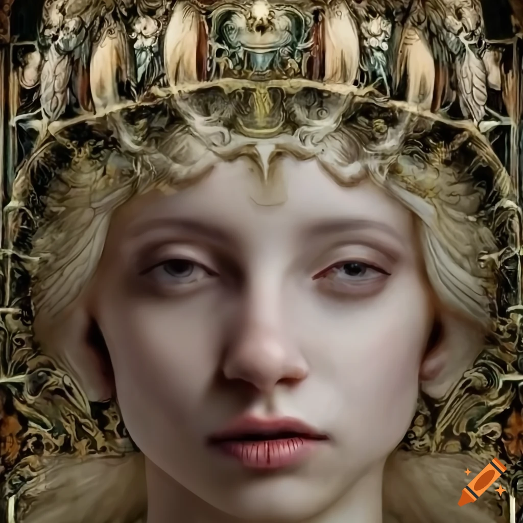Angels face in art nouveau style realistic on Craiyon