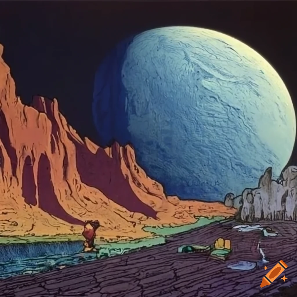 Planet, moebius on Craiyon