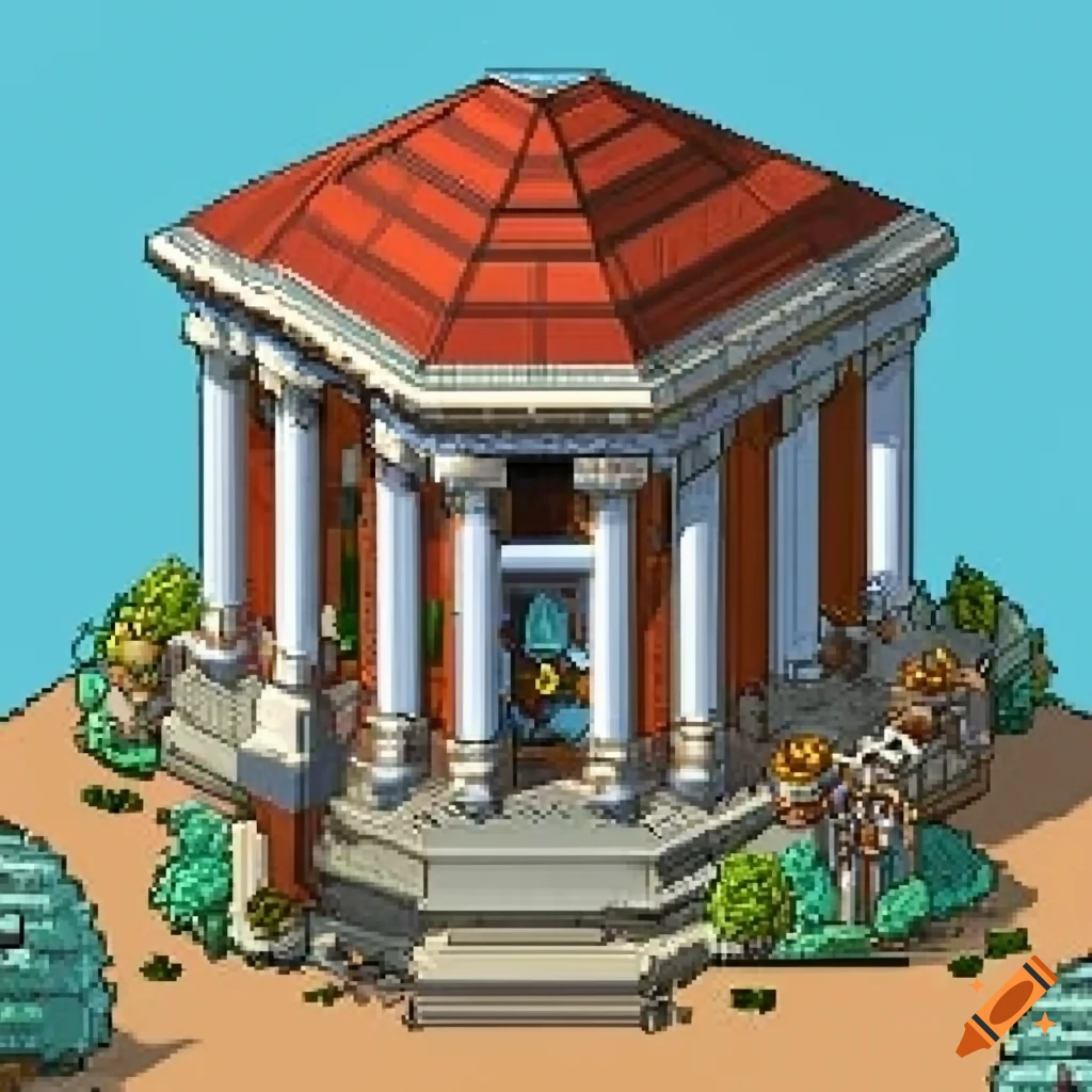 Create a big bank exterior in habbo style