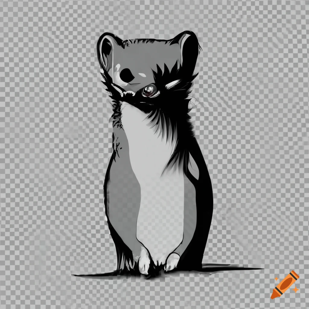 Weasel logo in monochrome with transparent background