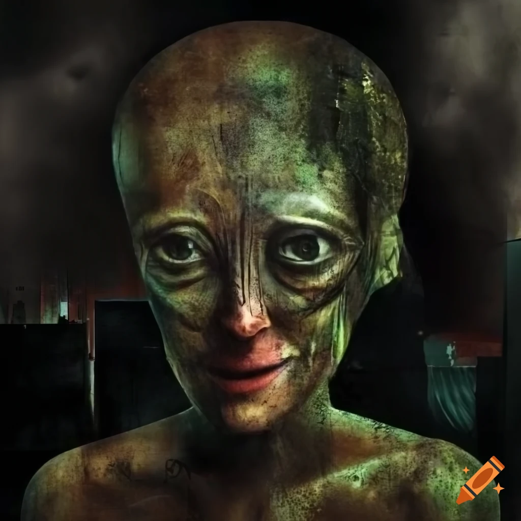 Create a collage in the style of Dave McKean, of a fantastique city ...