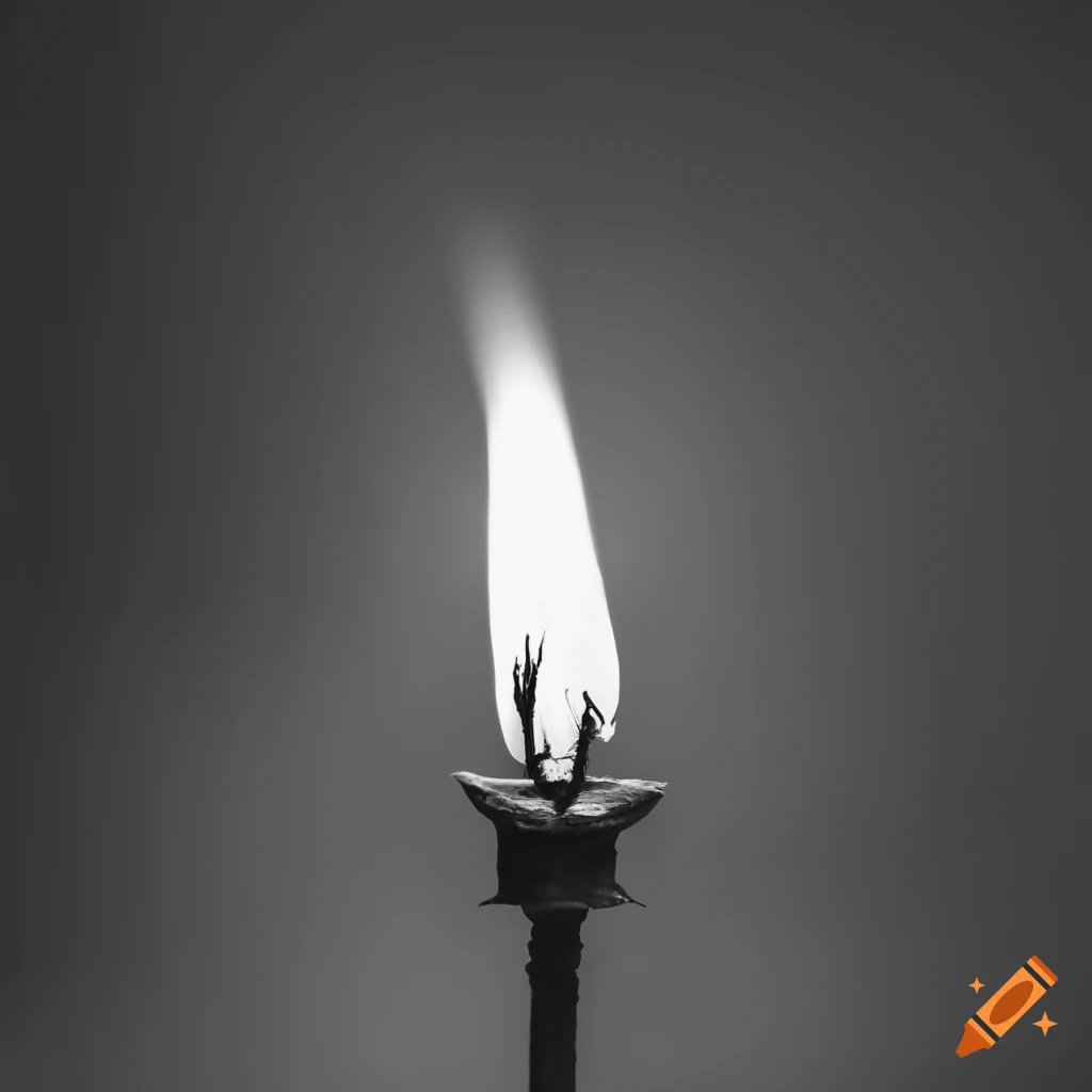 Torches in the mist black and white