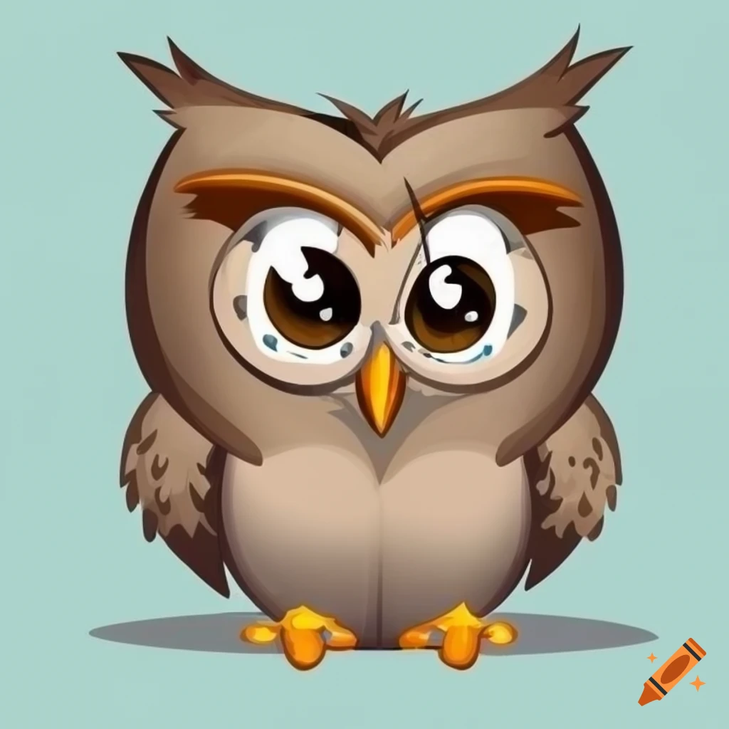 A cartoon owl winking, perfect for a t-shirt design on Craiyon