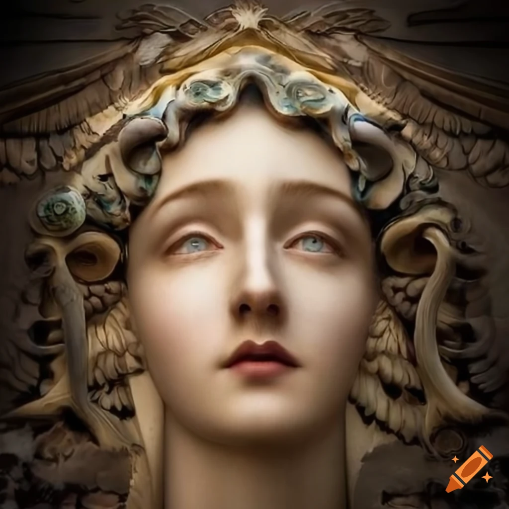 Angels face in art nouveau style realistic on Craiyon