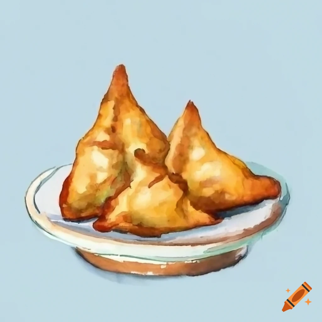 A drawing of a samosa on Craiyon