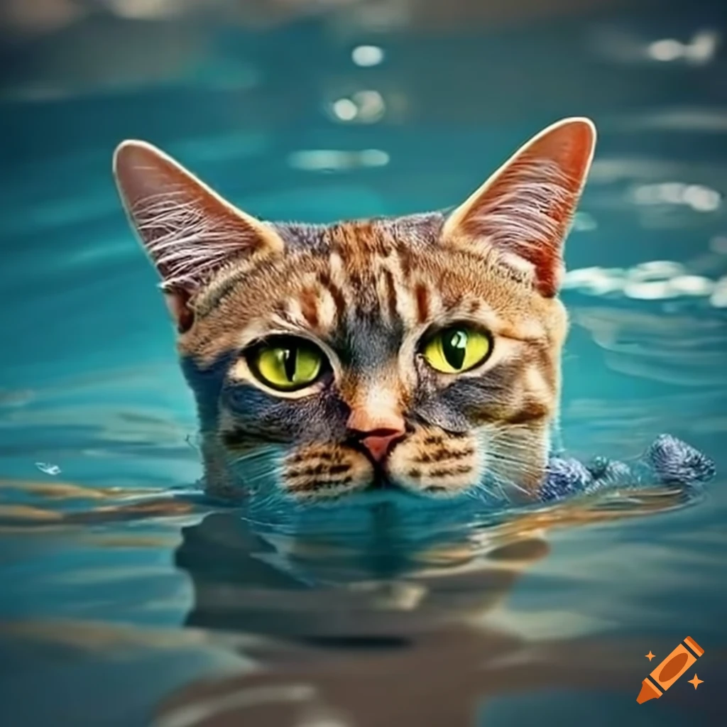 Cat swimming