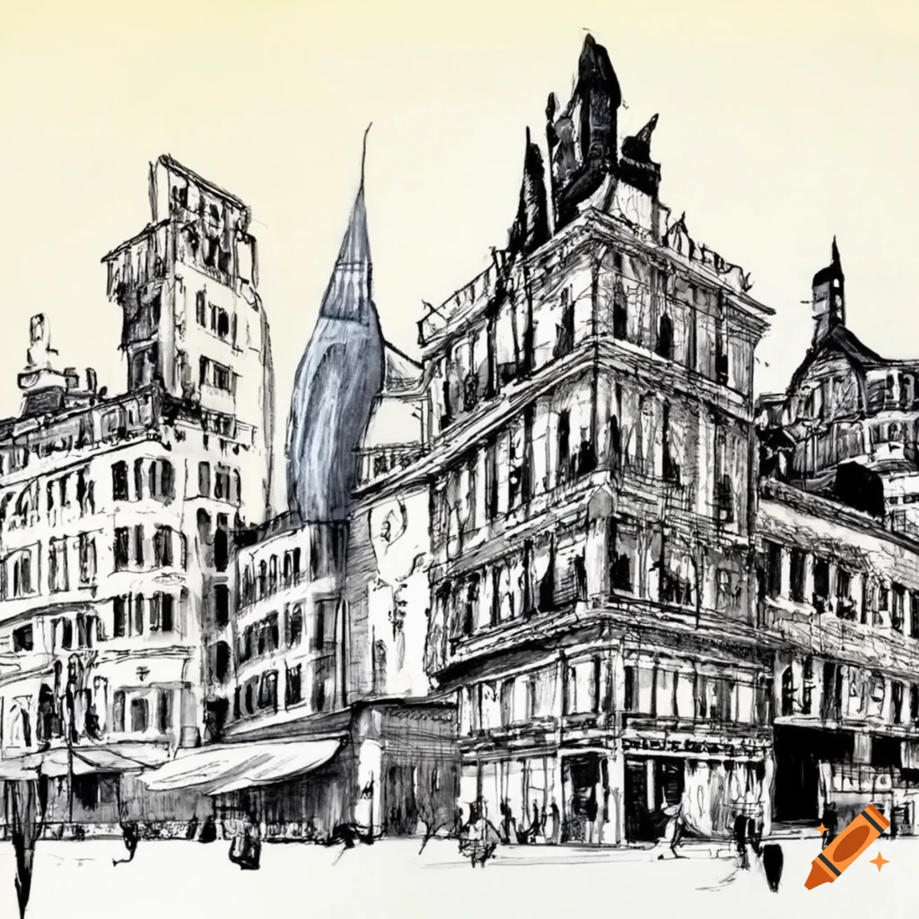 Beautiful city style of ralph steadman on Craiyon