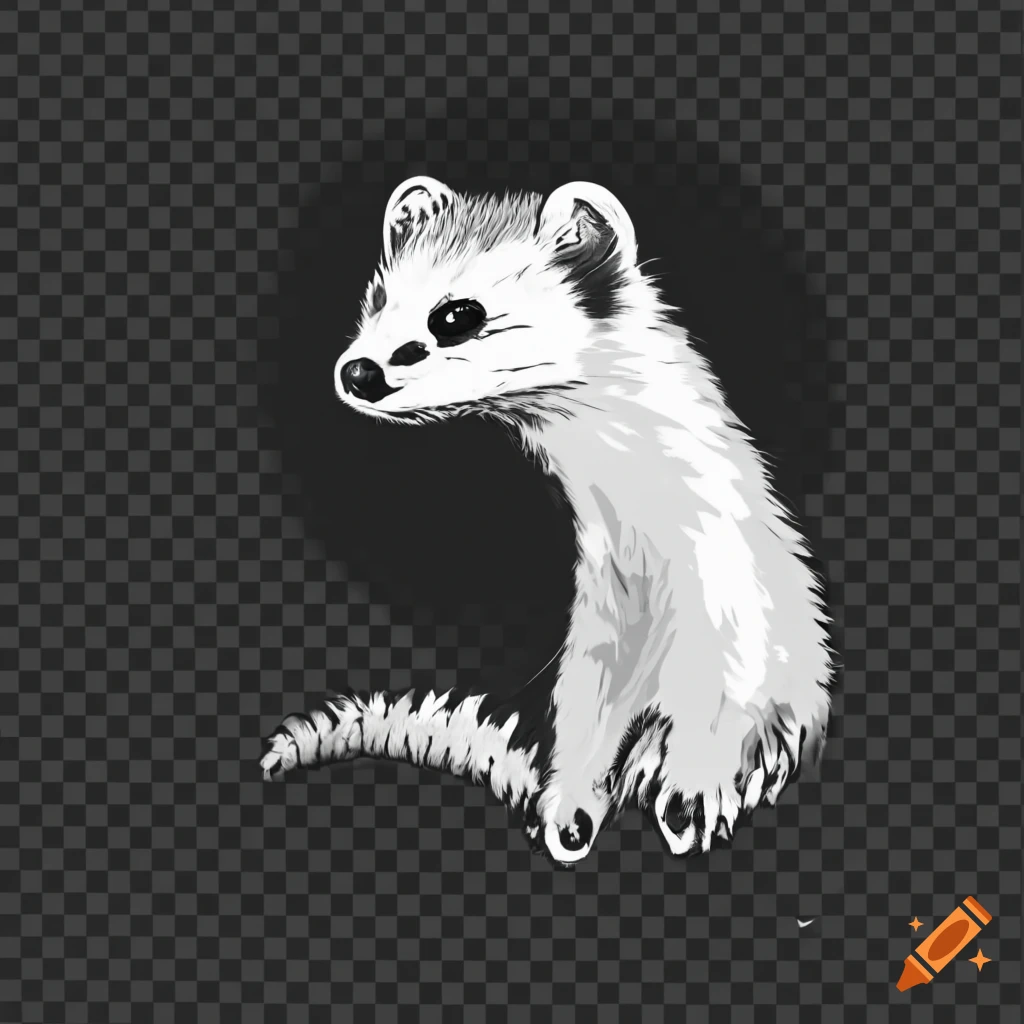 Black and white logo of a weasel with transparent background