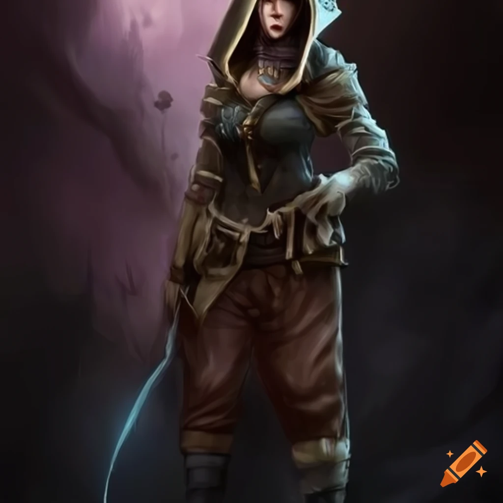 Fantasy female hooded adventurer