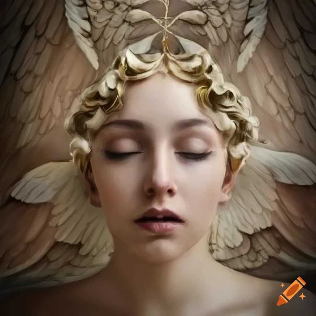 Angels face in art nouveau style realistic