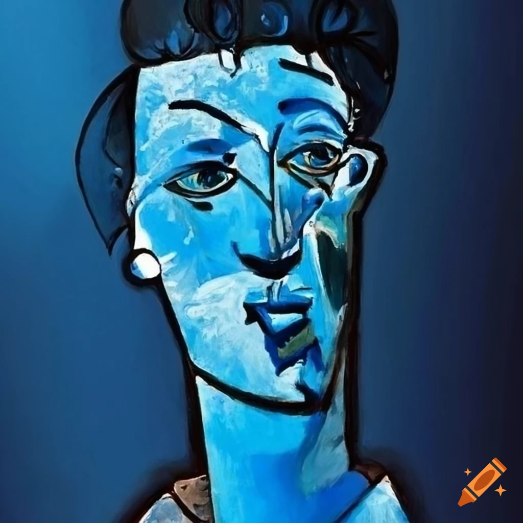 Lovely man in blue in the style of picasso
