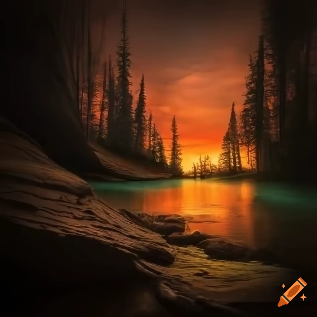 See unmittelbar vor einer kleinen klippe bei sonnenuntergang, rundherum ...