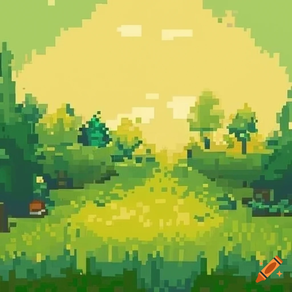 Grassy cottagecore field pixel art