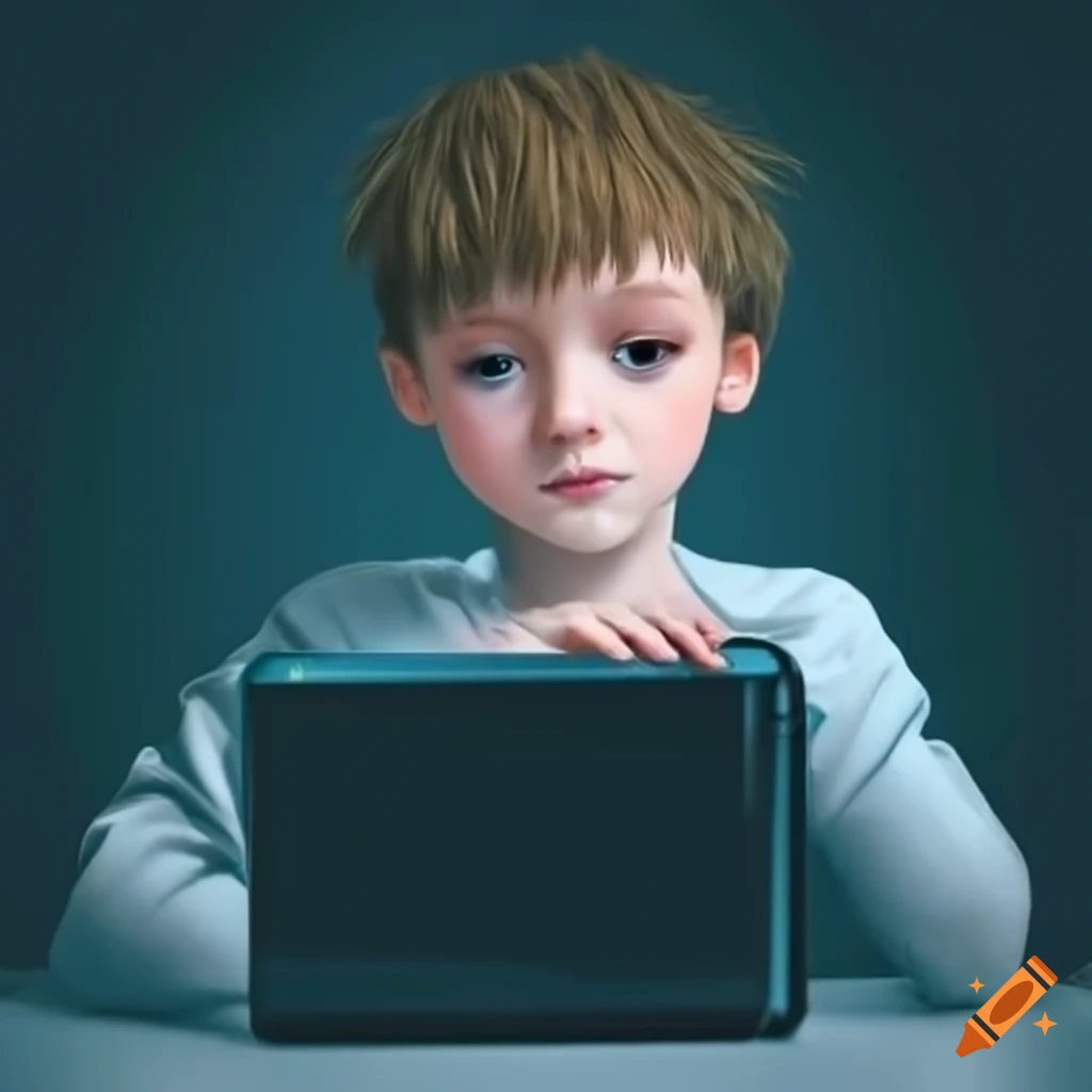 A boy with computer
