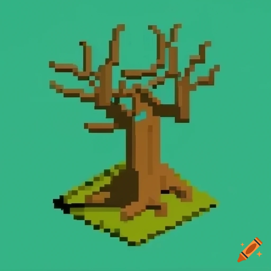 Pixel art isometric dead tree on Craiyon