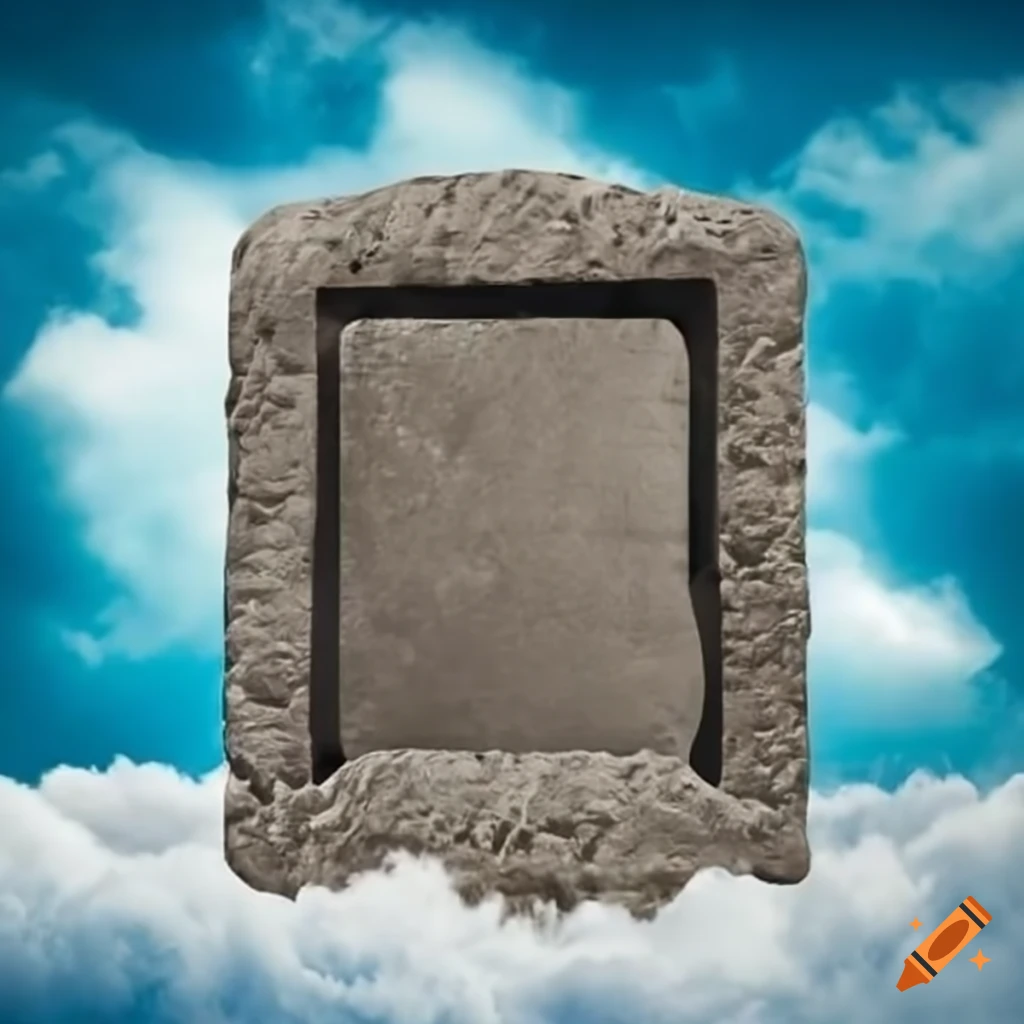 Empty stone tablet in the clouds on Craiyon