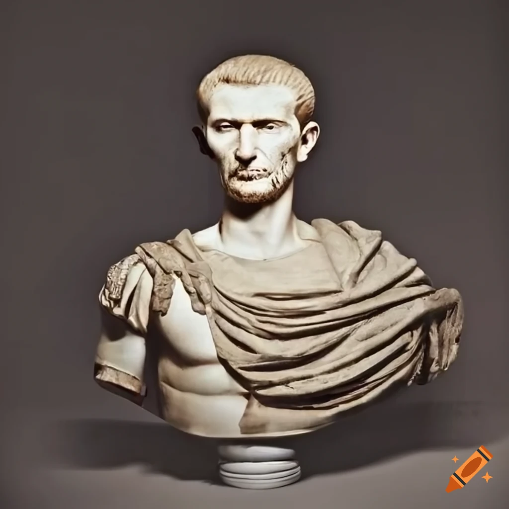 Portrait of julius caesar from time traveler polaroid camera photo