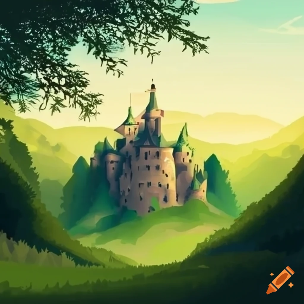 Castle on up hill with a forest
