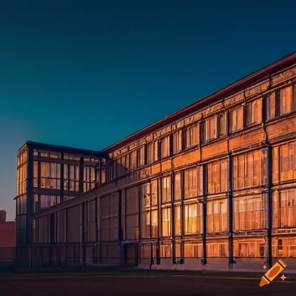 A large laboratory building adorned with glass windows and bricks on ...
