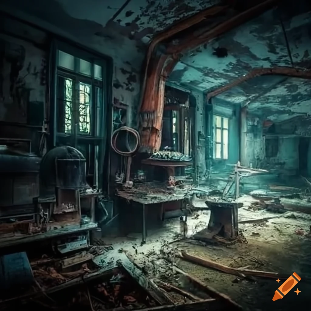 Abandoned steam punk science lab on mountain top