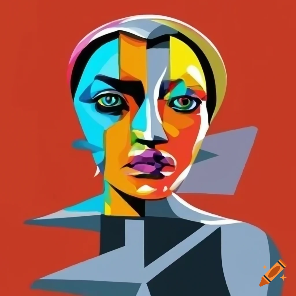 Sad portrait in cubism art