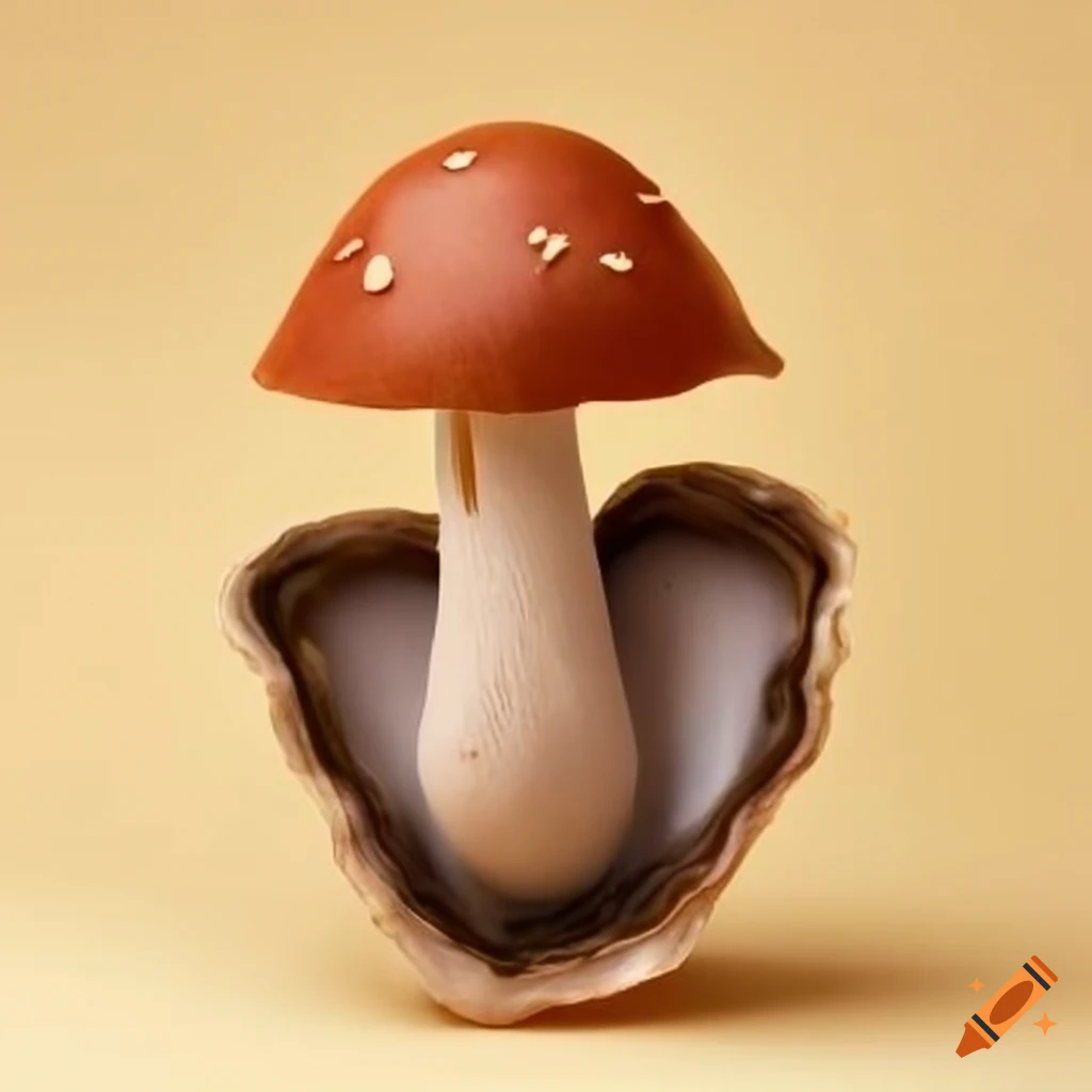 Oyster with shell made of mushroom