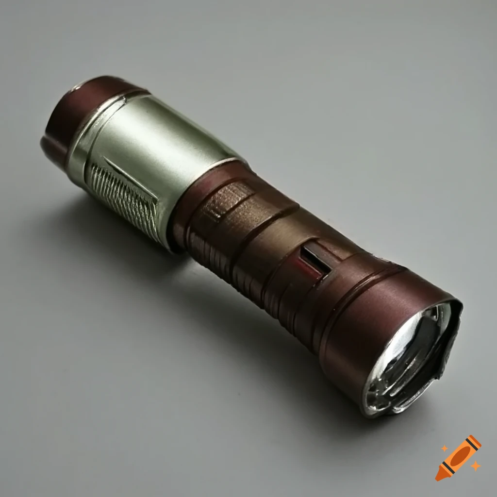 Old fashioned metallic flashlight on Craiyon