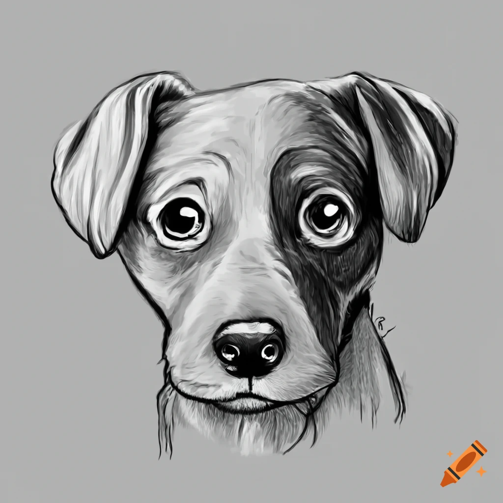 Dibujo animado de perro, en blanco y negro, color de fondo de imagen igual a blanco on Craiyon