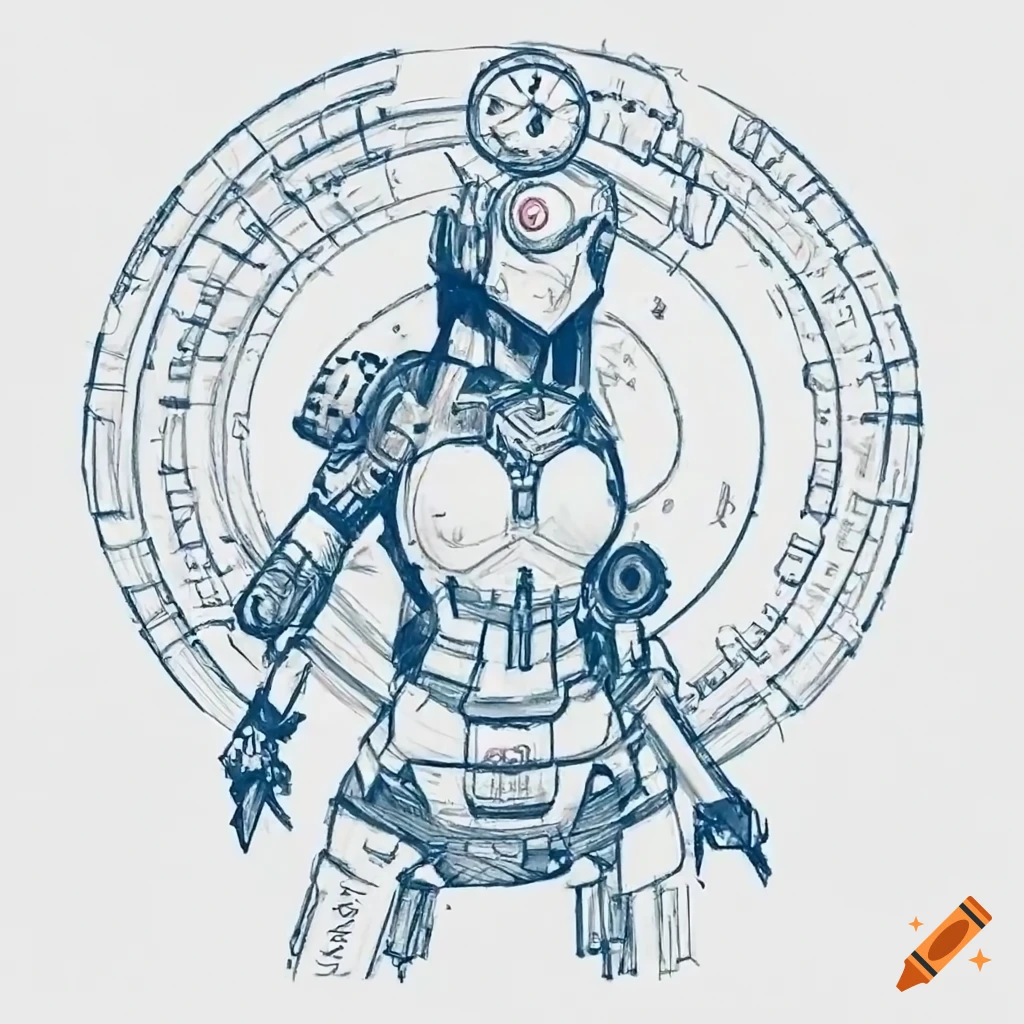 Cyber steampunk cyborg sketch