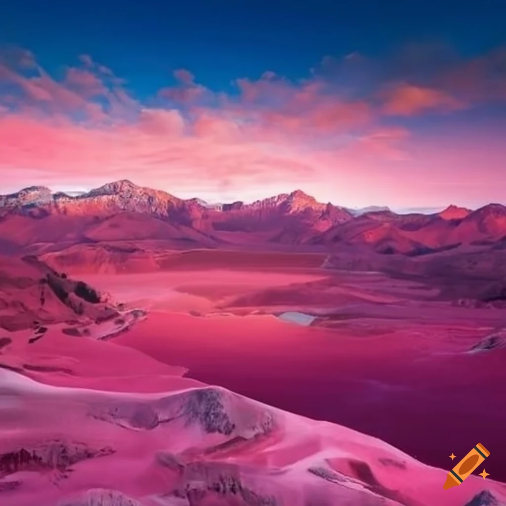 Scenic view of a pink valley on Craiyon