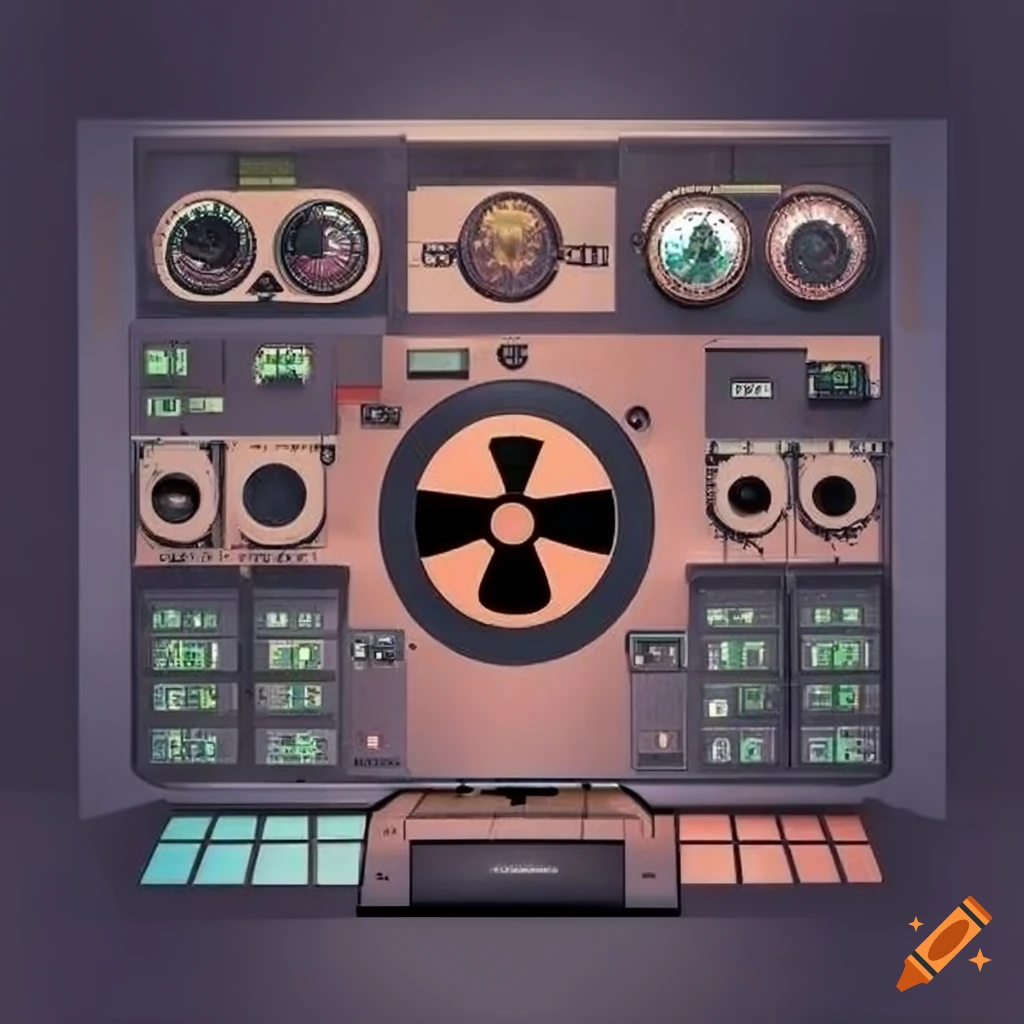 Please create a black and white line illustration of a control panel ...