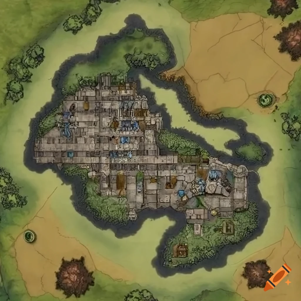 D&d dungeons and dragons top down rpg combat battle map of a feudal japanese mountain coastal ...