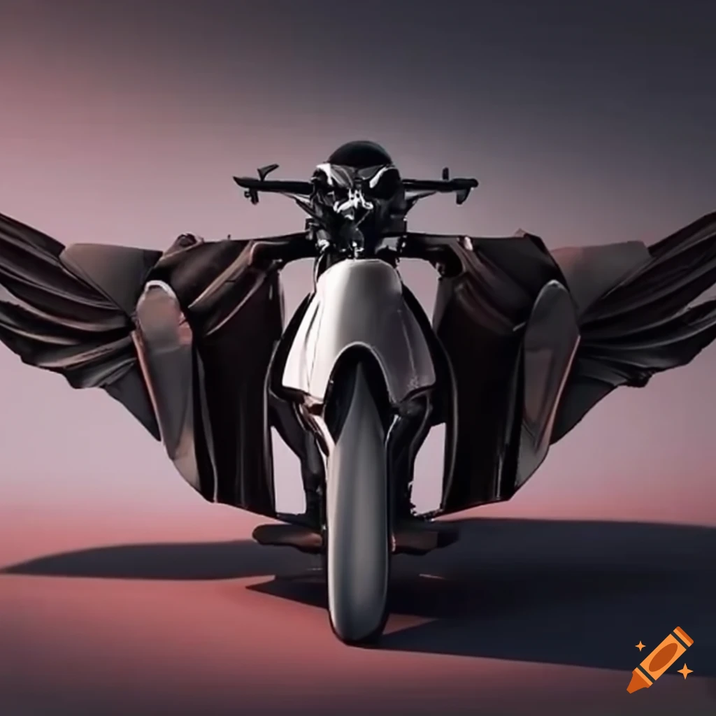 A gliding motorcyle with retractable wings on Craiyon