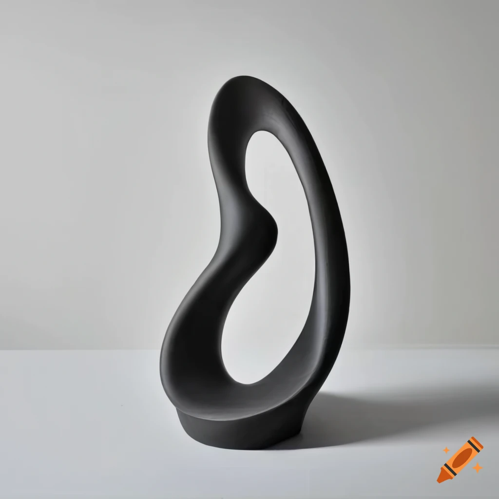 Abstract black and white non figurative black surface form line sculpture