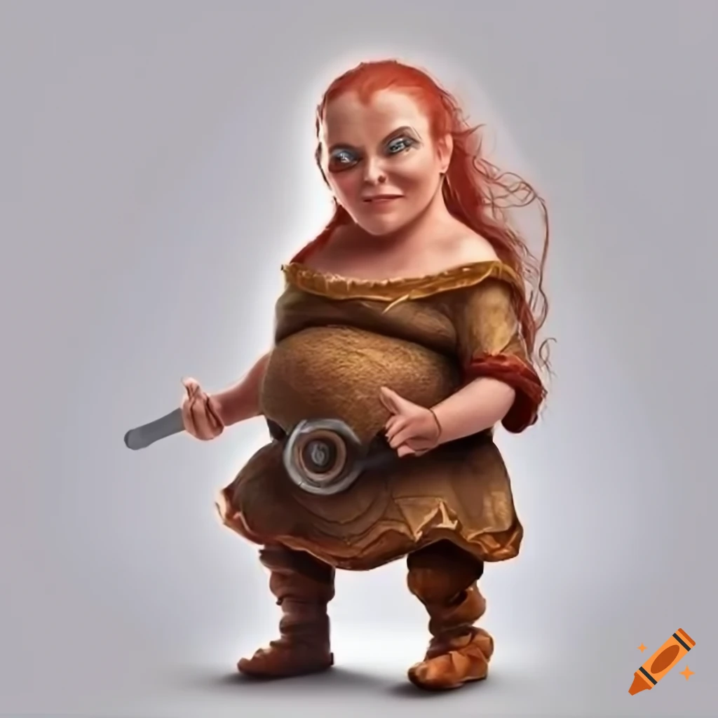 Create the photo of a dwarf woman on a white background