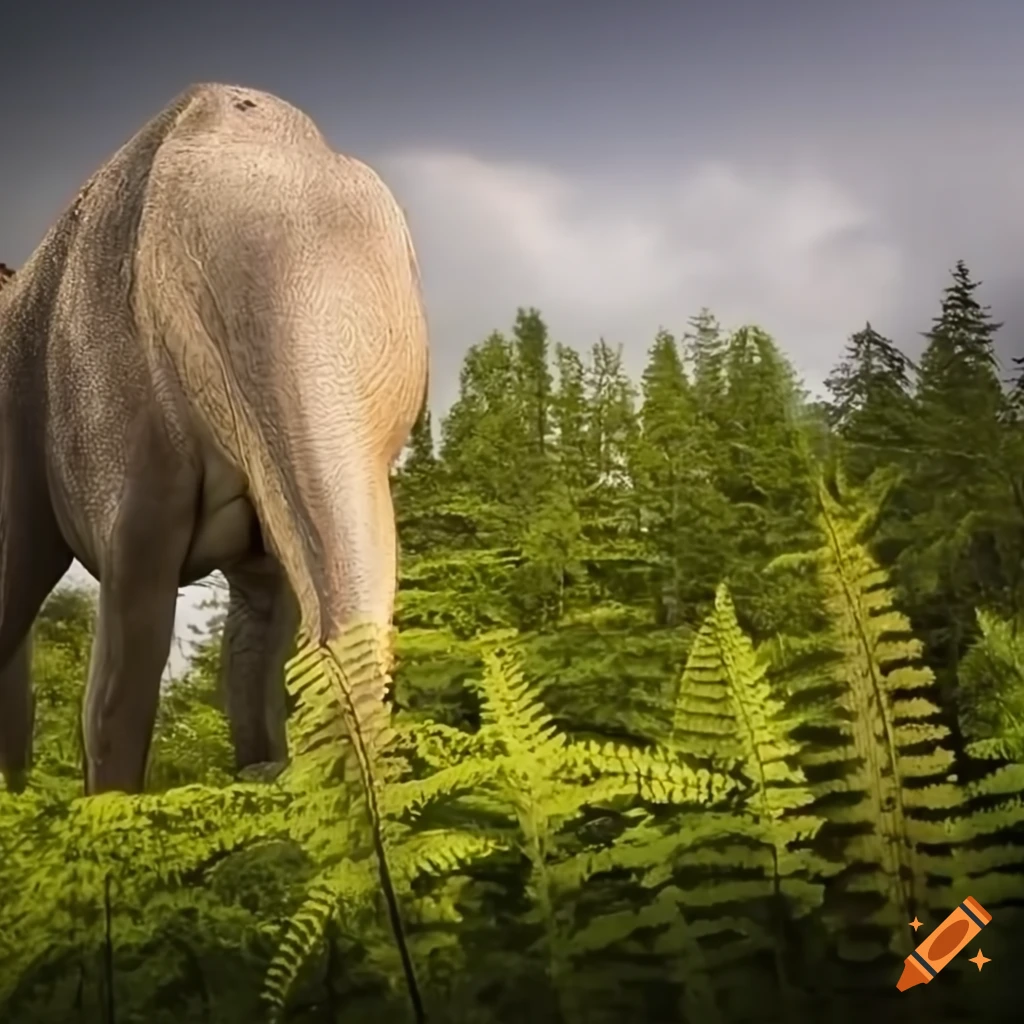 Three mostly grey and brown striped brachiosaurus walking through a ...